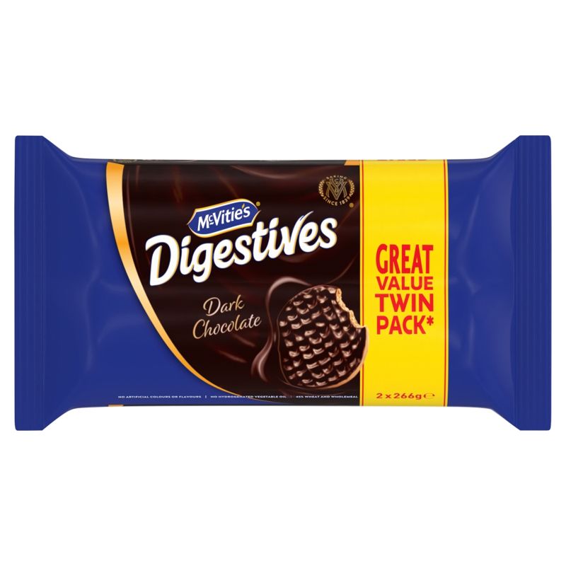 Mcvities Dark Chocolate Digestives Biscuits Twin Pack 2x266g Case O