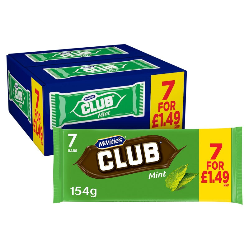 McVitie's Club Mint Biscuit Bars Multipack 7x22.6g PMP £1.49 - Case of ...