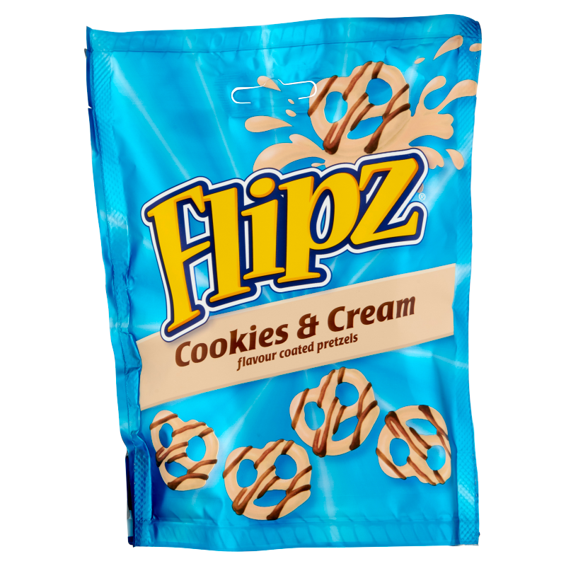 Flipz Cookies & Cream Coated Pretzels 90g - Case of 6 Wholesale