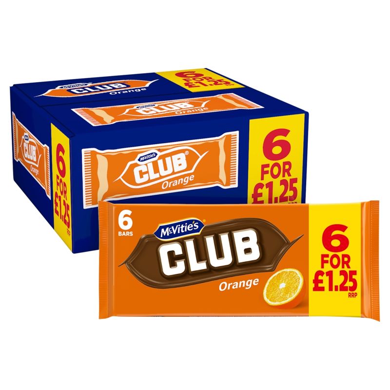 McVitie's Club Orange Milk Chocolate Biscuit Bars 136g 6 Pack PMP £1.2 ...