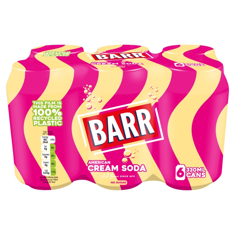 Barr American Cream Soda Cans 330ml 6 Pack - Case of 4 Wholesale