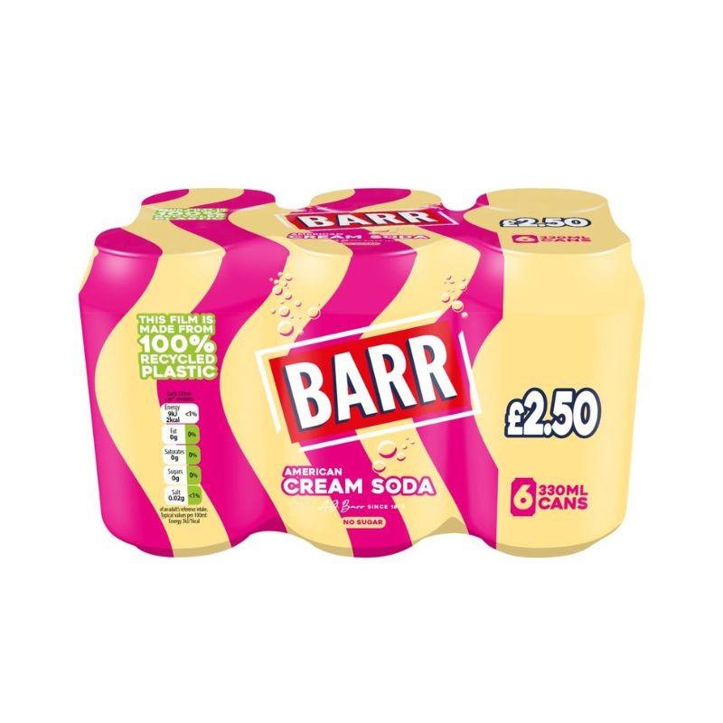 Barr American Cream Soda Cans 330ml 6 Pack PMP £2.50 - Case of 4 Wholesale