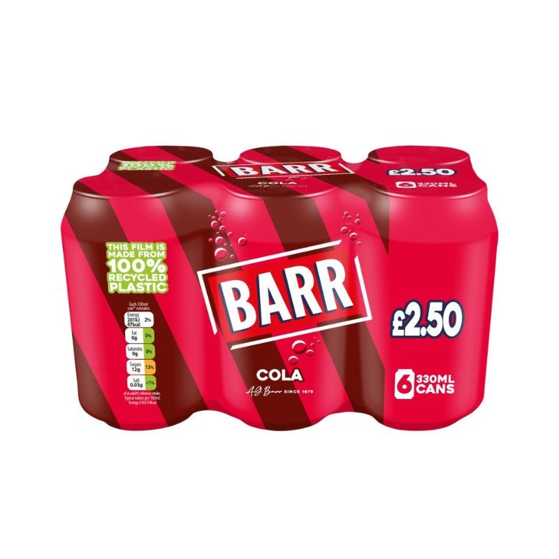 Barr Cola Cans 330ml 6 Pack PMP £2.50 - Case of 4 Wholesale