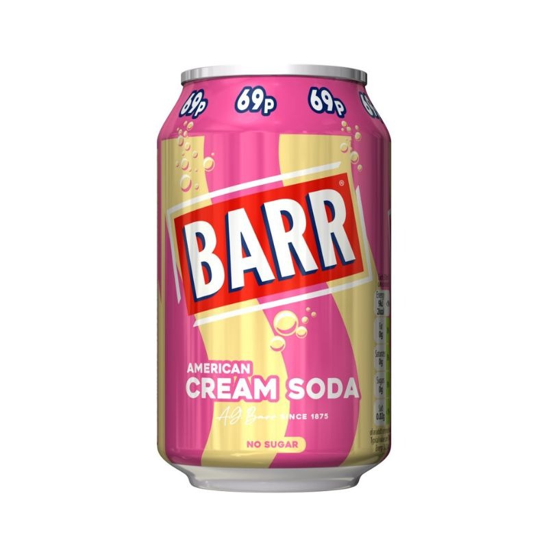 Barr American Cream Soda Cans 330ml PMP 69p - Case of 24 Wholesale