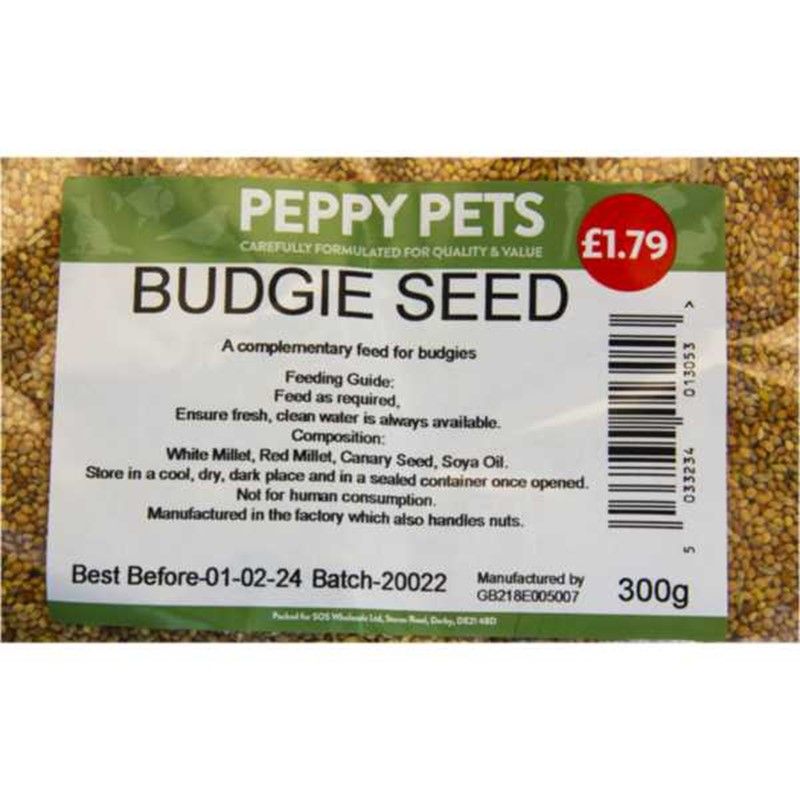 Peppy Pets Budgie Seed 300g PM £1.79 - Case of 12 Wholesale