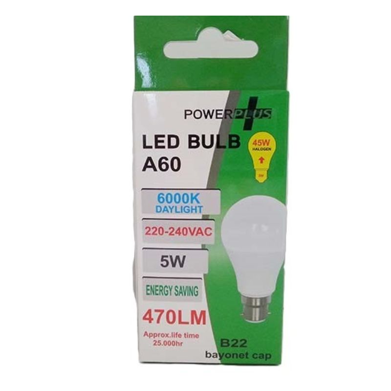 Powerplus LED Bulb A60 B22 5W(45W) Warm Light - Case of 12 Wholesale