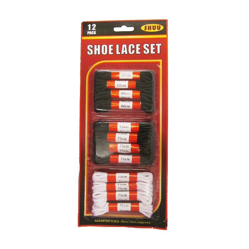 Shuu Shoelaces Assorted Size & Colour 12pk Wholesale