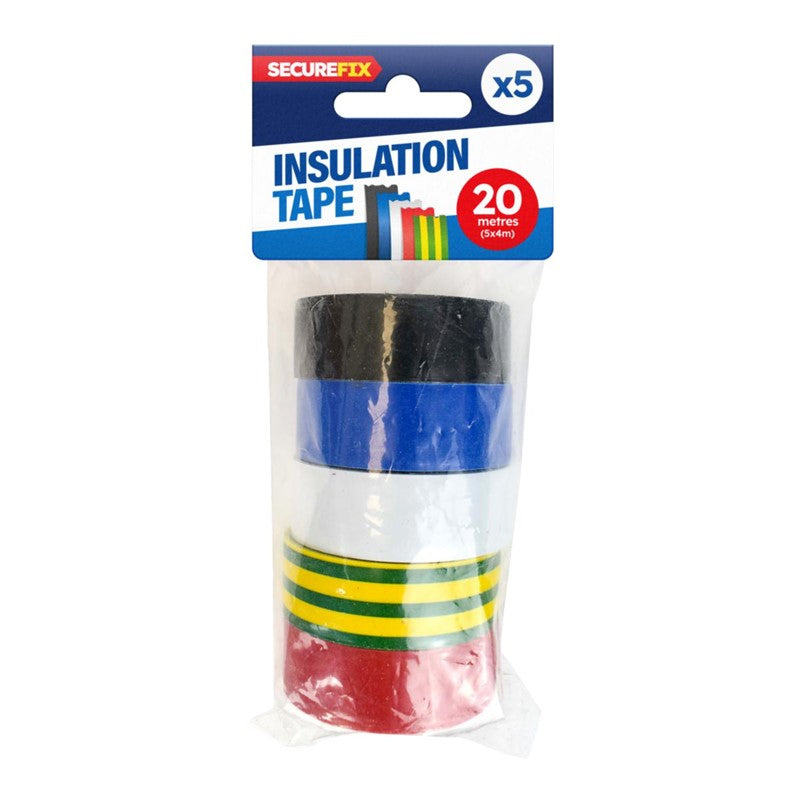 Secure Fix PVC Insulation Tape Assorted Colours 4m 5pk Wholesale