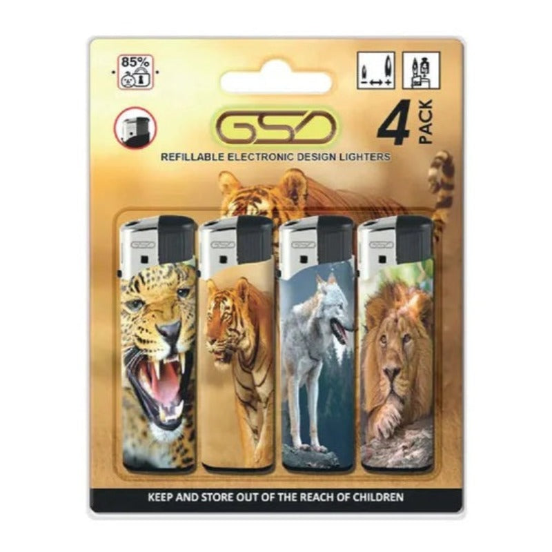 GSD Electric Lighter Animal Design 4pk - Case of 12 Wholesale