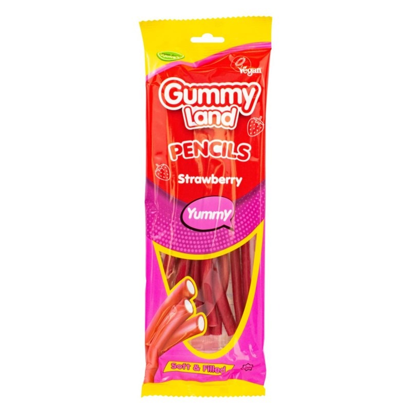 Gummy Land Strawberry Flavour Soft Pencils 150g Wholesale