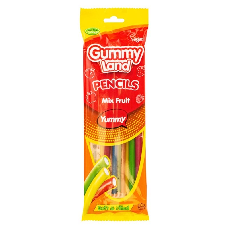 Gummy Land Mix Fruit Sweet Soft Pencils 150g Wholesale