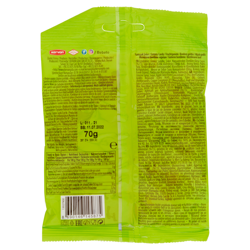 Bebeto Cherry Jelly 70g - Case of 20 Wholesale