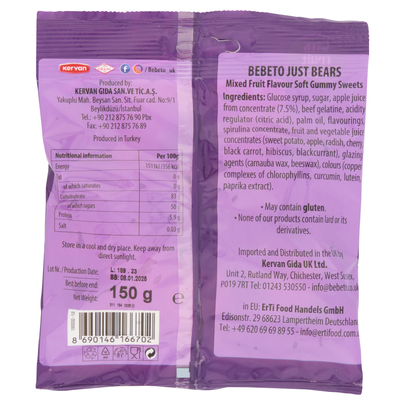 Bebeto Just Bears 150g PMP £1 - Case of 10 Wholesale