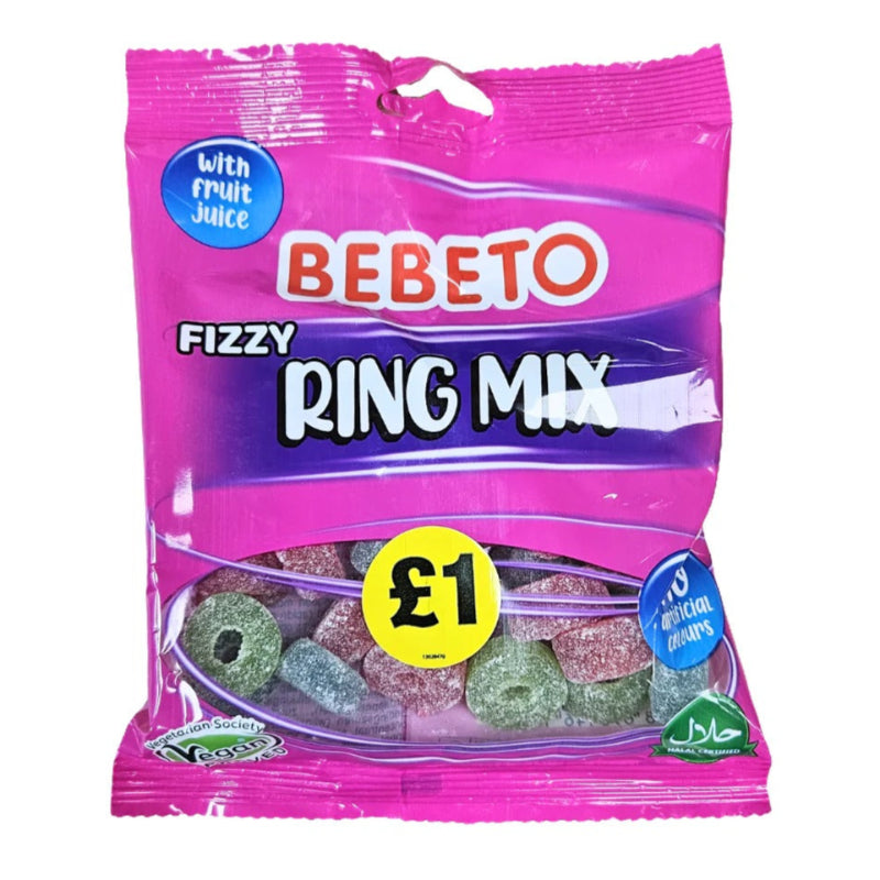 Bebeto Fizzy Ring Mix 150g PMP £1 - Case of 10 Wholesale