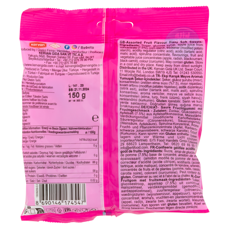 Bebeto Fizzy Ring Mix 150g PMP £1 - Case of 10 Wholesale