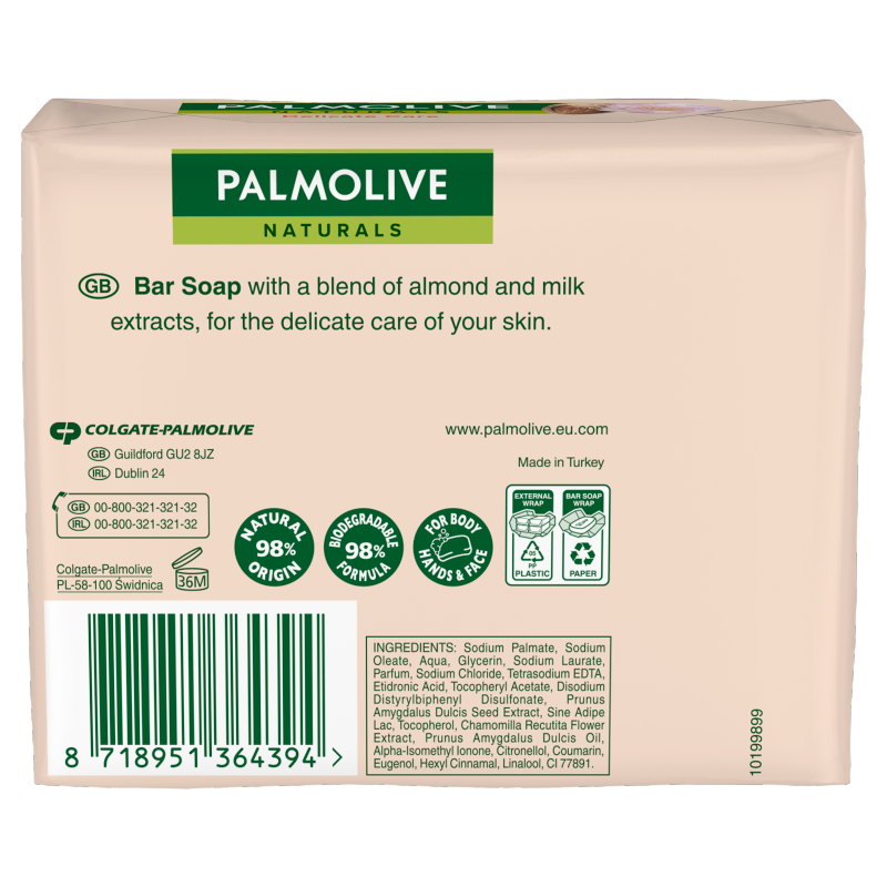 Palmolive Naturals Soap Delicate Care with Almond Milk 4 x 90g - Case ...