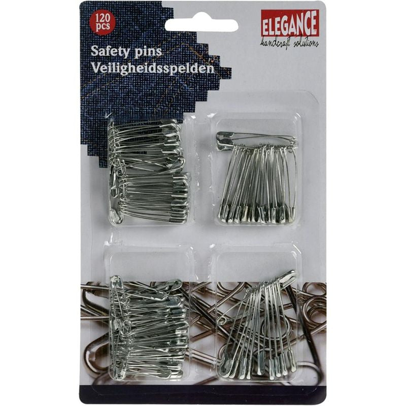 Elegance Safety Pins Assorted 120 Pieces Wholesale