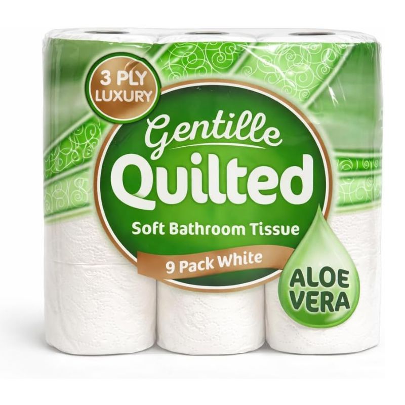 Gentille Quilted Toilet Paper Aloe Vera 9 Pack 3 Ply - Case of 5 Wholesale