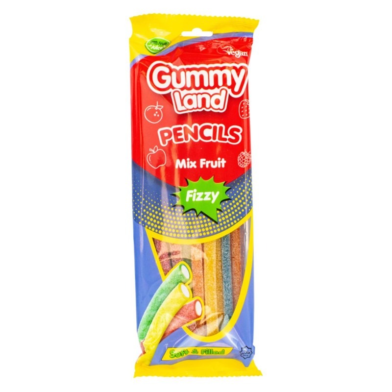 Gummy Land Mix Fruit Flavour Fizzy Pencils 150g Wholesale