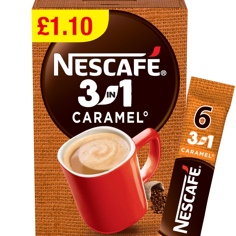 NESCAFÉ Original Caramel 3 in 1 Sachets 6 Pack PMP £1.10 - Case of 11 Wholesale