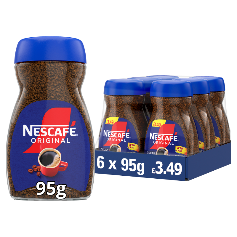 NESCAFÉ Original Decaf Instant Coffee Jar 95g PM £3.49 - Case of 6 ...