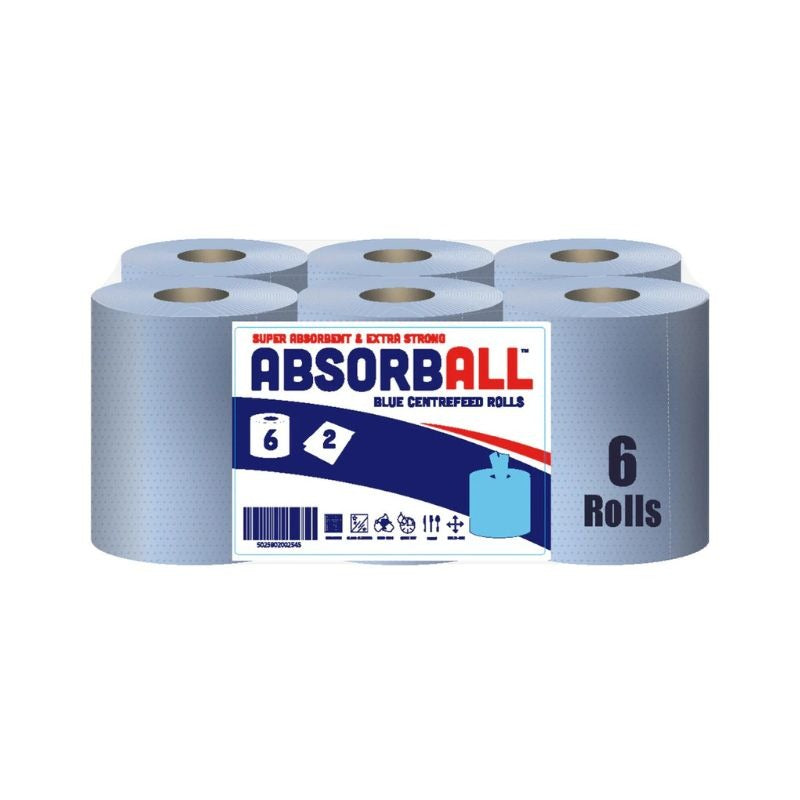 Pallet Deal : 99 x Absorball Blue Value Centrefeed Paper Tissue 6 Roll ...