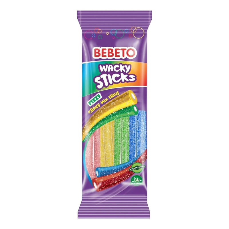 Bebeto Wacky Sticks Fizzy Rainbow Pencils 160g - Case of 24 Wholesale