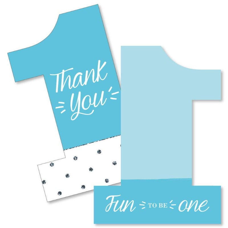 1st Birthday Thank You Card Envelope Set Blue Wholesale