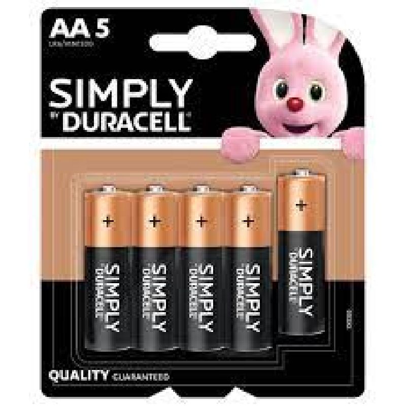 Duracell Simply AA Battery 5 Pack - Case of 20 Wholesale