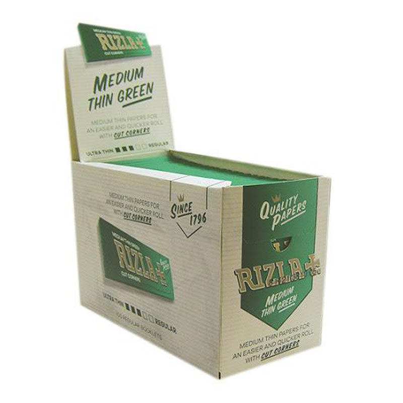Rizla Rolling Papers Green Medium Thin - Case of 100 Wholesale
