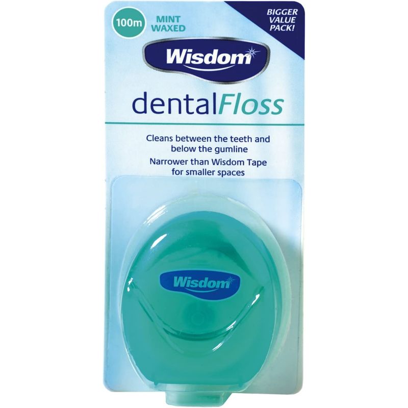 Wisdom Dental Floss Mint Waxed 100m - Case of 12 Wholesale