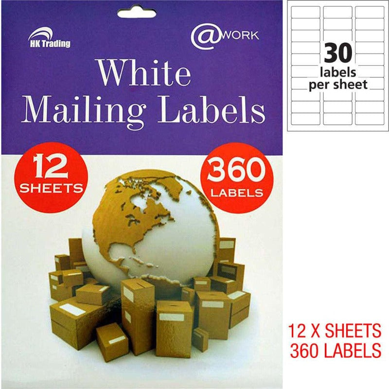 White Mailing Labels 12 Sheet Pack Wholesale