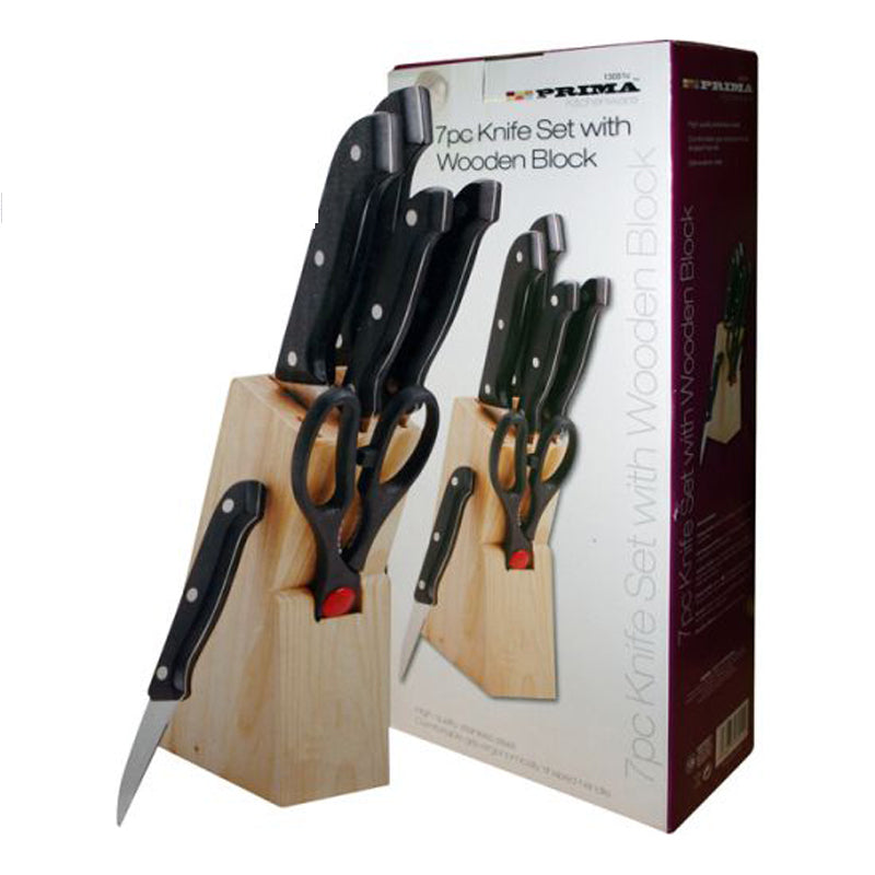 Prima Knife Set with Wooden Block 7pc Wholesale