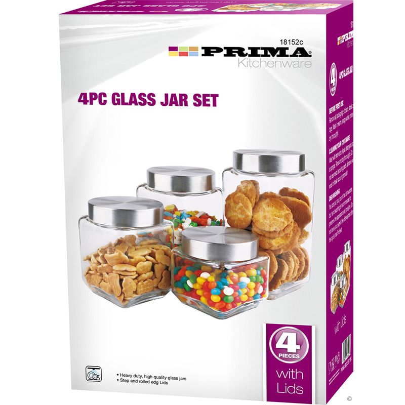 Prima Glass Jar Set 4 Pack Wholesale