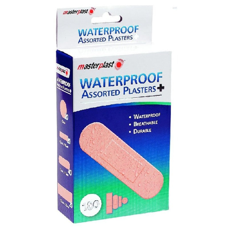 MasterPlast Waterproof Assorted Plasters 100 Pack - Case of 6 Wholesale