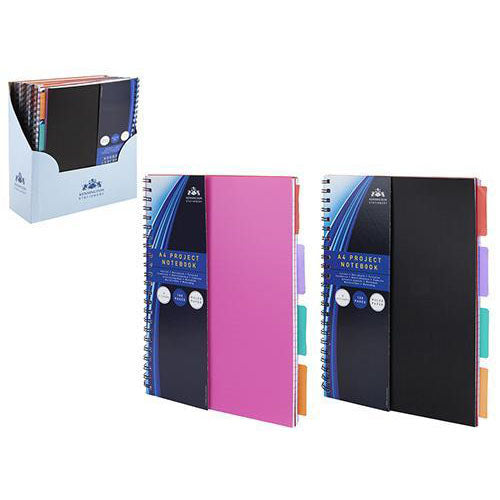 Spiral Bound A4 Project Notebook 4 Dividers 160 Pages Wholesale