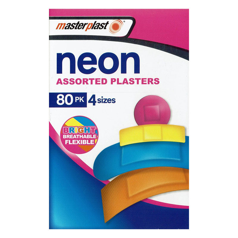 MasterPlast Neon Plasters Assorted 80pk - Case of 12 Wholesale