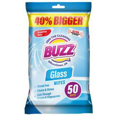 Buzz Glass Wipes 50pk Wholesale
