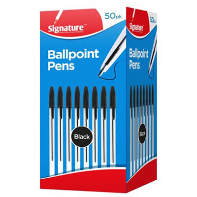 Signature Ballpoint Pens Black 50 Pack Wholesale