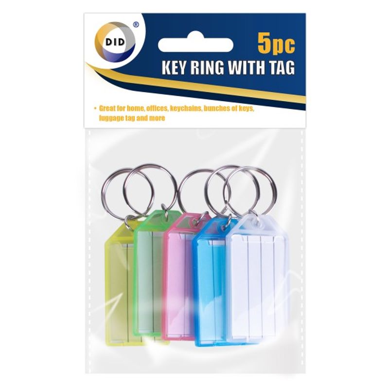 Plastic Key Ring With Tags 5 Pack Wholesale