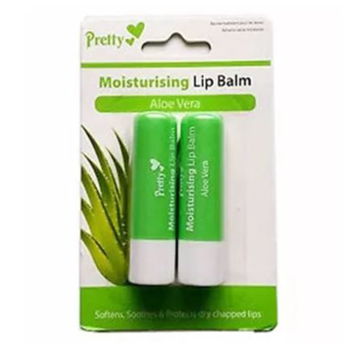 Pretty Moisturising Lip Balm Aloe Vera 2 Pack - Case of 12 Wholesale