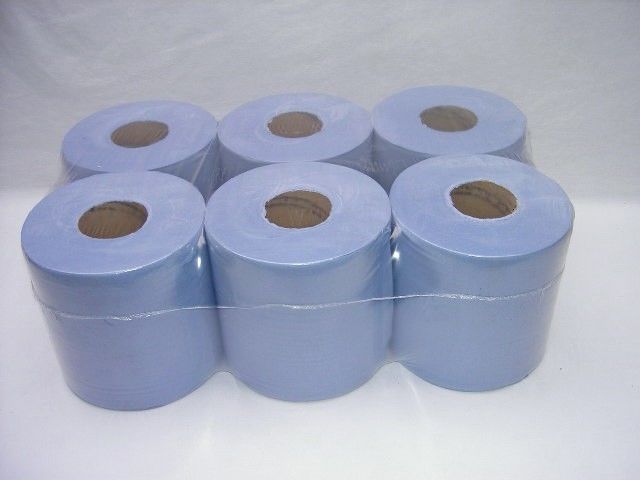 Blue Centrefeed Rolls Embossed 6 Pack Wholesale
