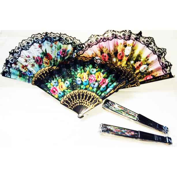 Ladies Hand Fan With Lace Edging Wholesale