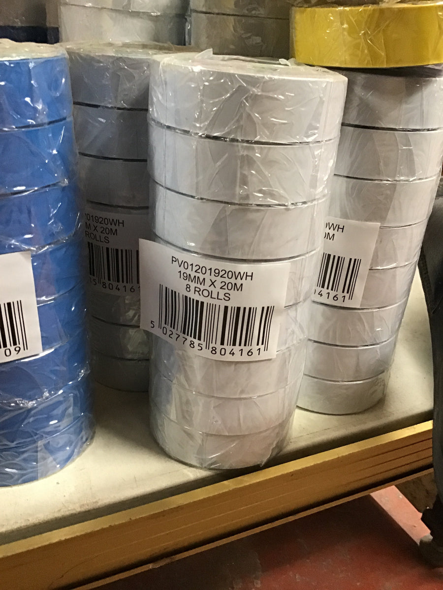 Ultratape Electrical White PVC Insulation Tape 19mm x 20m - Case of 8 ...